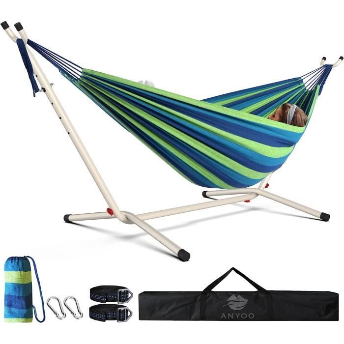 Anyoo Hamac Portable avec Support en Acier Solide et Sangles pour Arbre ...