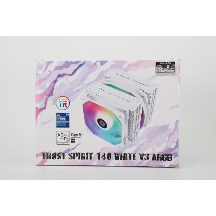 Thermalright FS140 White V3 ARGB Refroidissement CPU Dual Towers,4 Heatpipes,120mm et 140mm PWM ...