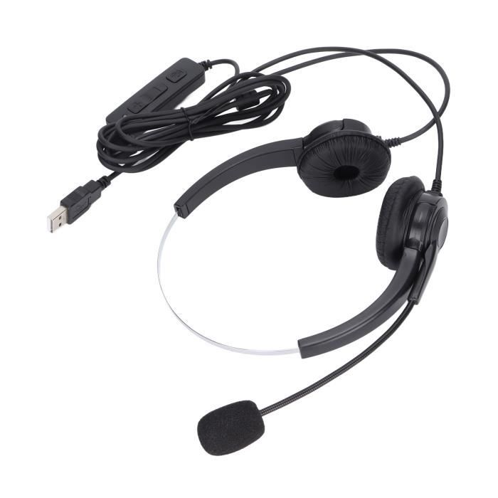 VINGVO Casque d'ordinateur Casque USB Casque de centre d'appels pour ...
