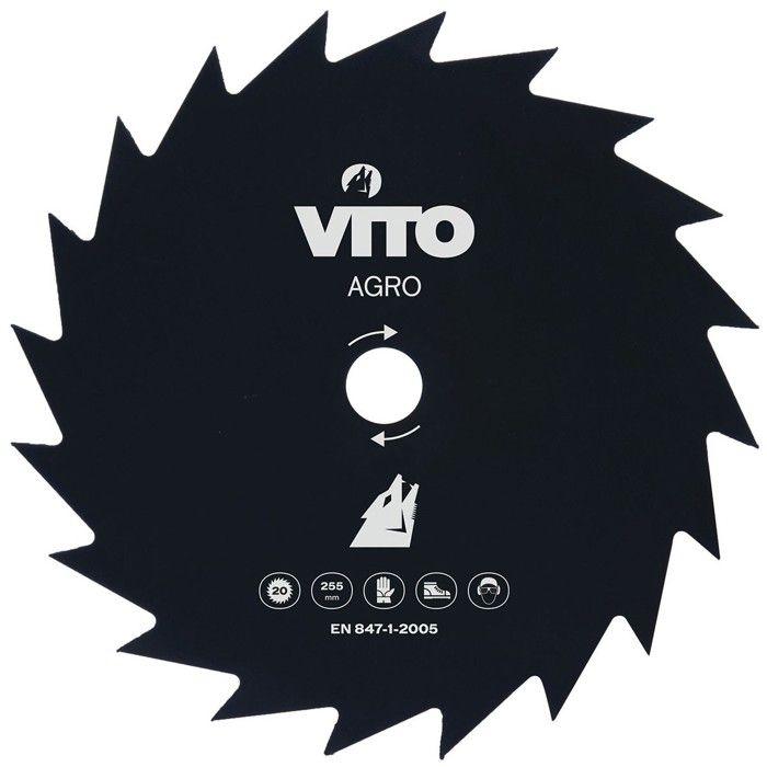 Lame de coupe pour débroussailleuse 20 dents Diam 255mm Alesage 25.4 VITO - Cdiscount Jardin