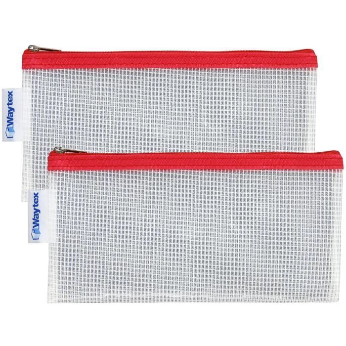 Trousse plate transparente - WAYTEX - Lot de 2 - Rouge - 22x11cm ...