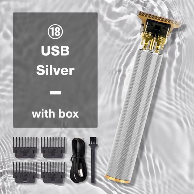 TONDEUSE CHEVEUX,USB Silver box--Tondeuse À Cheveux Vintage T9 Pour Hommes, Rasoir Professionnel ...