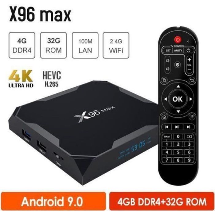 WS30458-Nouveau!!!X96MAX Android 9.0 4GB+32GB Bluetooth 4.0 Smart TV BOX Amlogic S905X2 Quad ...