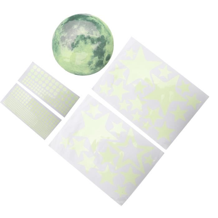 Zerone Autocollant mural étoile de lune lumineuse Stickers muraux ...