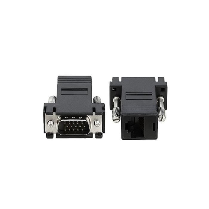 Lot 2 Adaptateurs VGA male RJ45 Ethernet femelle rallonge prolongateur ...