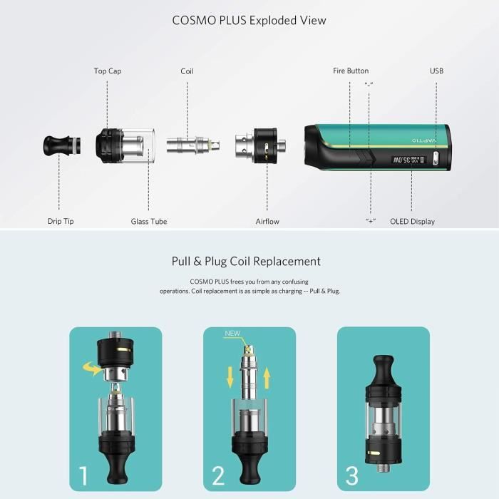 Cosmo Plus Kit Cigarettes Électroniques 1500Mah 35W Stylo Vape Avec ...