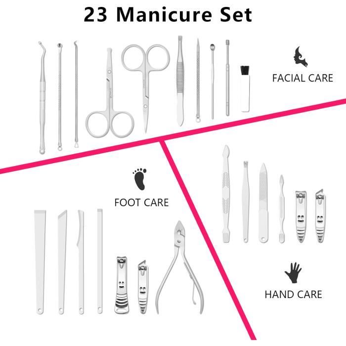 Kit Manucre Pedicure Coupe Ongle Professionnel Coupe Cuticule Acier ...