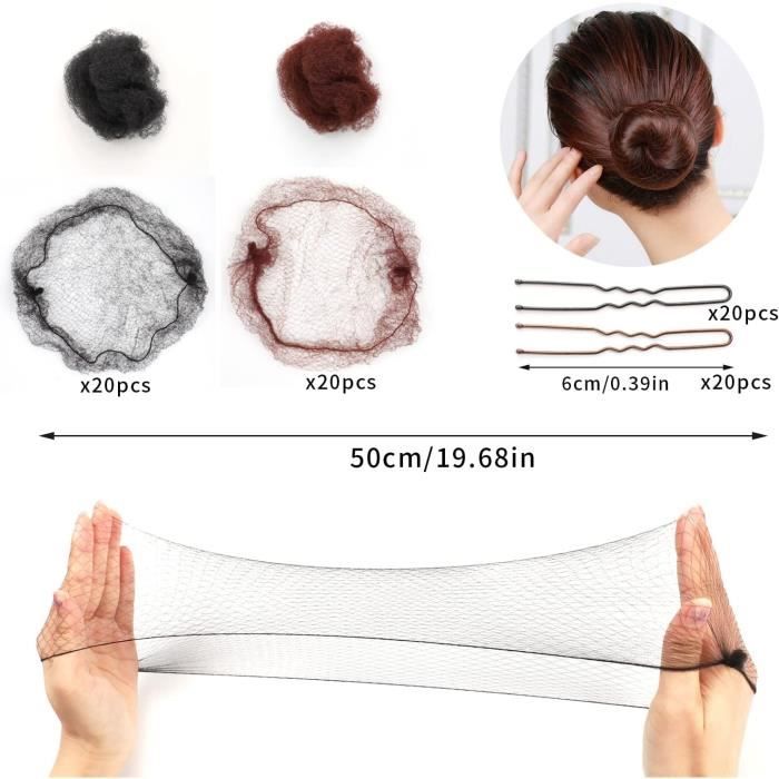 40 Pcs Filet Chignon, Filets À Cheveux Élastique En Maille Fine Filet ...
