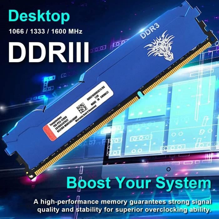 Ram Ddr3 4Go 1600Mhz Pc3-12800 Udimm Cl11 Non-Ecc Unbuffered 1.5V 2Rx8 ...