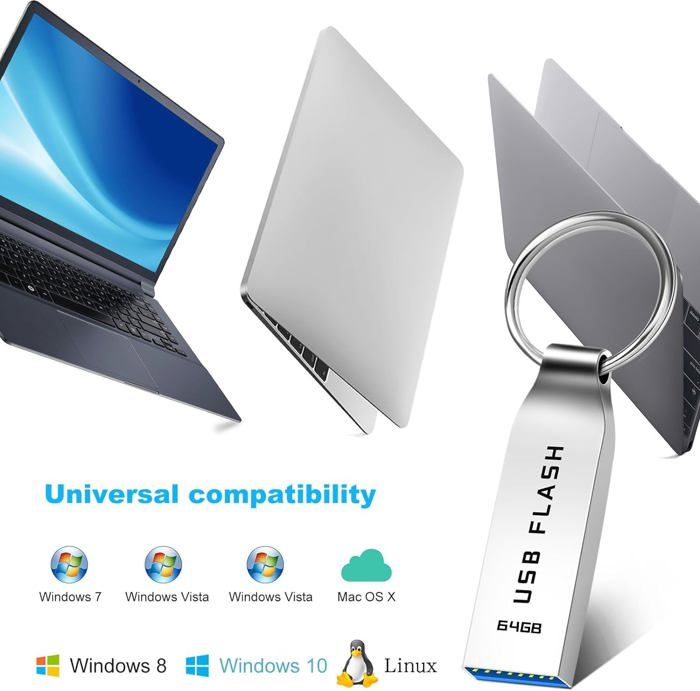Clé USB 64GO Haute Vitesse Cles USB 64GO Etanche Clef USB avec Porte ...