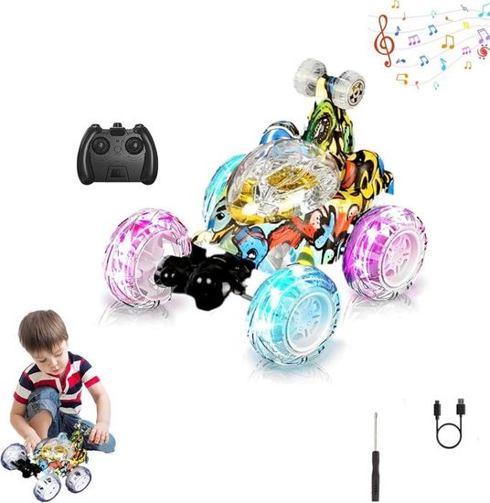 Voiture Télécommandée Enfant,4Wd Voiture Rc Rotation À 360 Degrés,2.4 Ghz Rc Stunt Car Camion ...