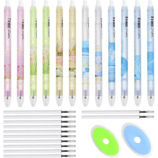 JINXIAN 12 Stylo EffaçAble 0.5mm Stylo Gel EffaçAble Ensemble Roller ...