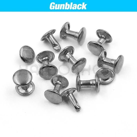 RIVET,Gunblack--Rivets à Double capuchon en métal, clou rond pour ...