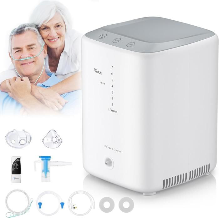 TTLIFE Oxygen Concentrator, Machine à oxygène 93%±3% Haute pureté 1-7L ...