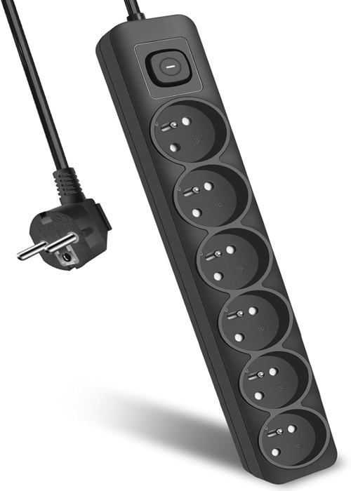 Multiprise Noire 6 Prises,Prise Multiple Avec Interrupteur,Rallonge ...