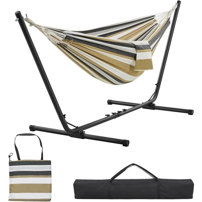 Hamac sur Pied avec Support Charge 205 kg, Longeur Réglable 294/304 ...