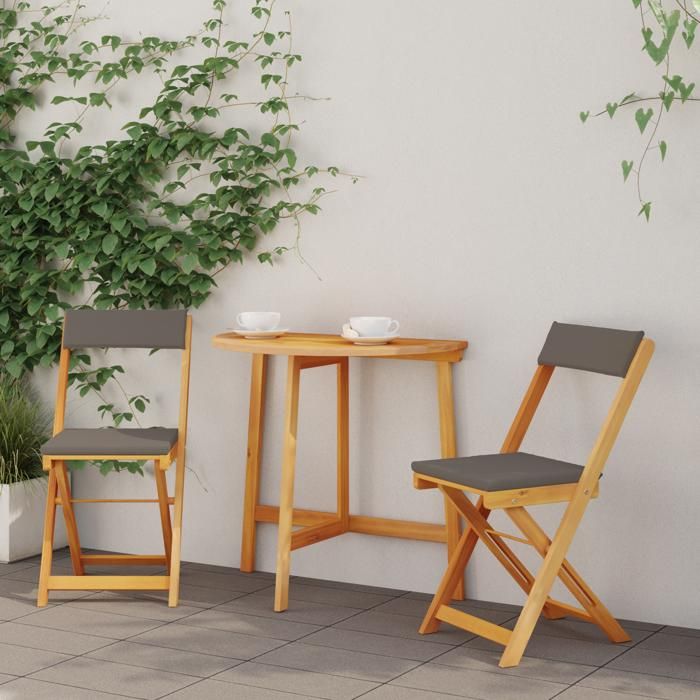 Moderne Set Meuble de jardin - Ensemble de Bistro Pliant de 3 pcs avec ...