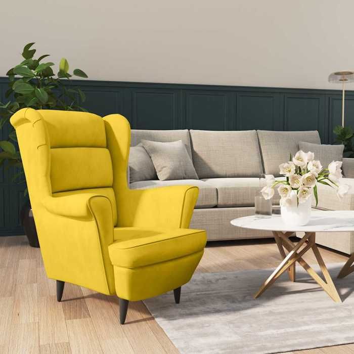 "Printemps/été" Fauteuil jaune moutarde velours - VIDAXL - design ...