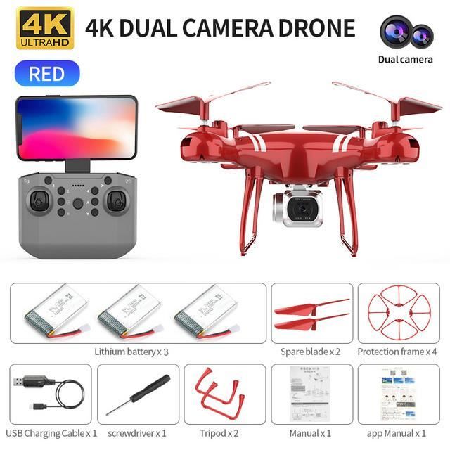 Kaki foncé-Drone quadrirotor RC avec double caméra 4K Wifi FPV HD KY101 ...