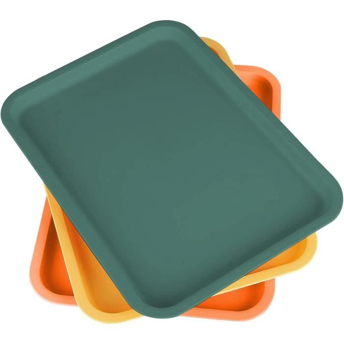 Plateaux Service Plastique, 3 Pièces Plateau Antidérapant Rectangulaire ...