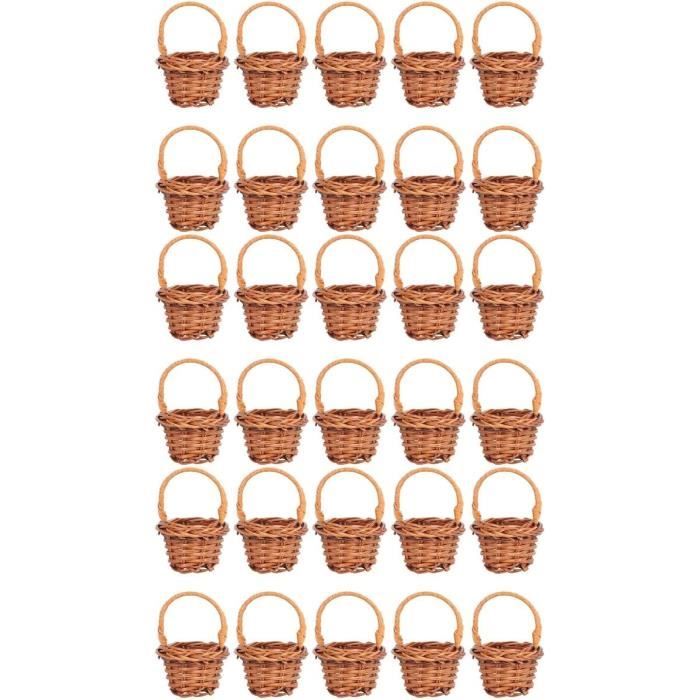 30 Pcs Mini Paniers Petits Paniers en Osier avec Mini Poignée Paniers ...