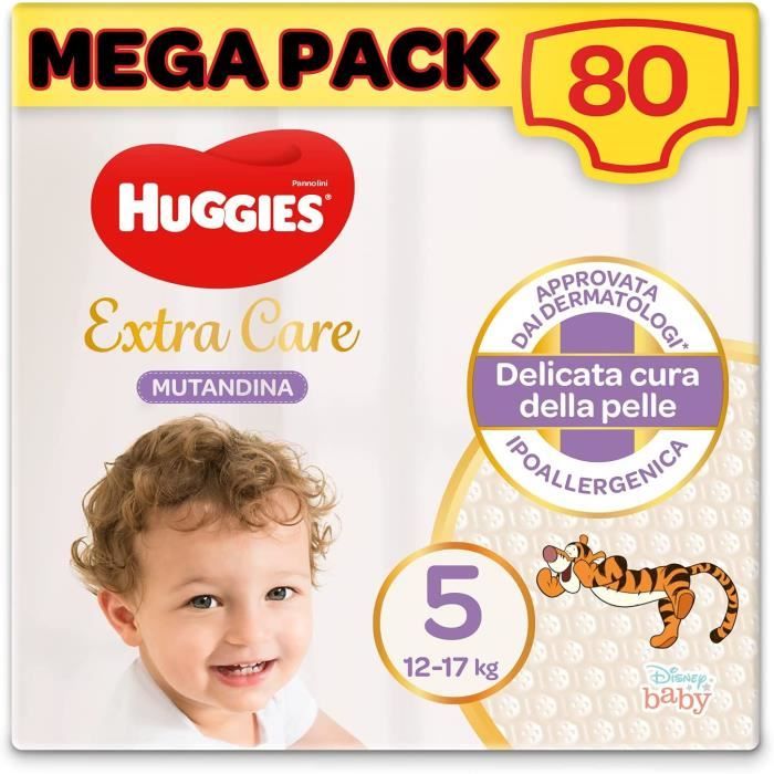 Huggies Extra Care Lot de 80 couches Culotte Taille 5 (12 17 kg ...