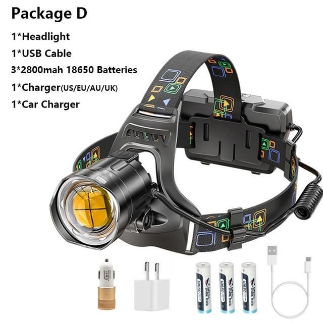 XHP-90 - Lampe frontale puissante à Led , longue portée de 1500M ...