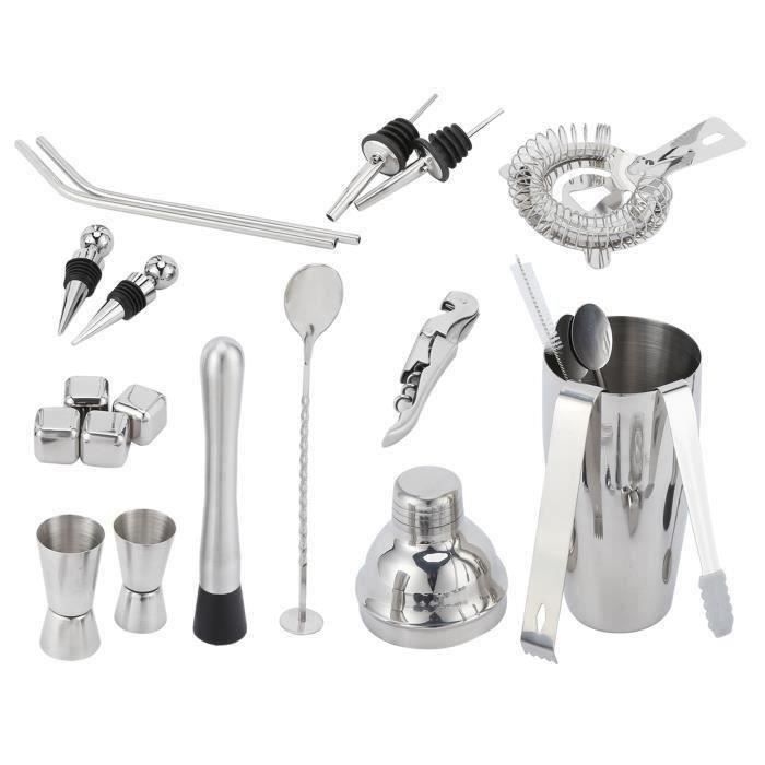 Outil de barman ensemble doutils de barman kit de barman en argent 22 ...