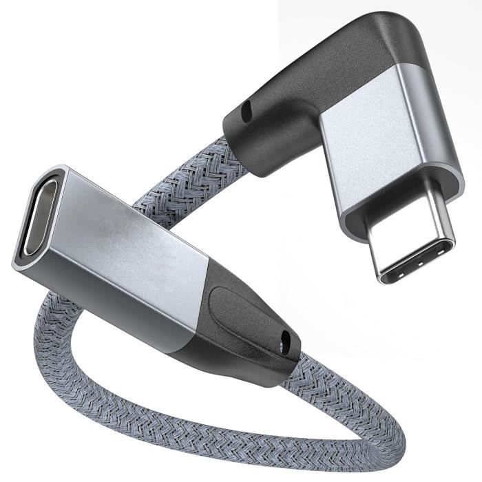 Câble D'Extension Usb C À Angle Droit De 0.2M, 90 Degrés Usb C 3.1 Gen ...