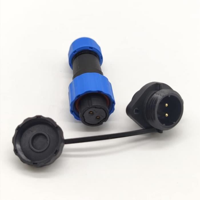 2 Broches Connecteur Étanche Sp17 Série 2 Broches Femelle Et Mâle 2 Trous Bride Panneau De ...