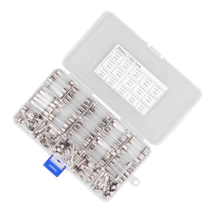 Cikonielf Fusible en verre 250V Cikonielf Fusible automobile 200PCS Fusibles en verre Kit d ...