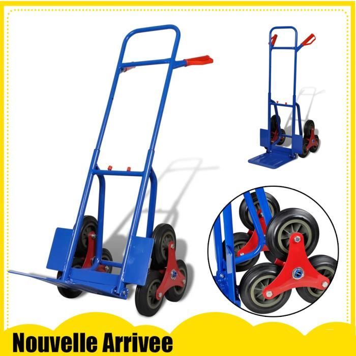 Diable pliable avec 6 roulettes Bleu cadre en acier et roulettes en ...
