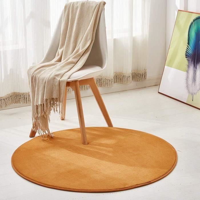 Tapis Rond Lavable En Machine 100 Cm Polaire De Corail Interieur Anti ...