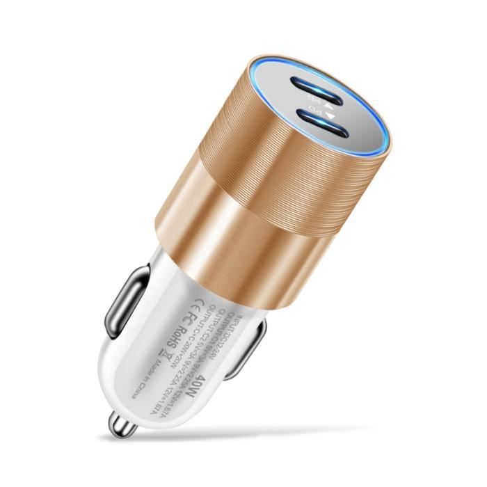 Chargeur de voiture 68W double USB type-c en métal,adaptateur PD,charge ...