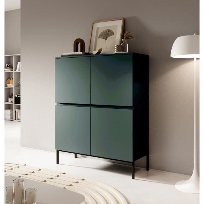 Buffet Haut - BEMMI - 4 portes, 100 cm - Vert foncé - Cdiscount Maison