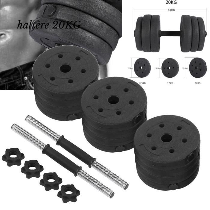 WIP-Haltères Musculation Gym Entraînement 20KG réglables de 12PCS ...