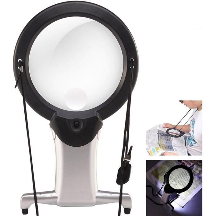 Loupe de lecture, loupe d'éclairage, loupe mains libres, grande loupe LED, lentilles d'éclairage ...