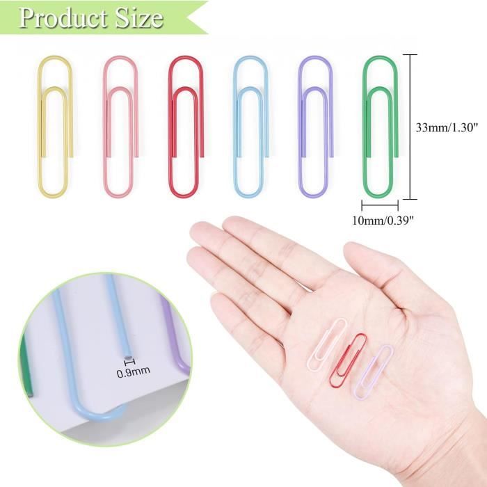 200 Pièces Trombones Multicolores, 33Mm Trombones En Métal Colorés (6 ...