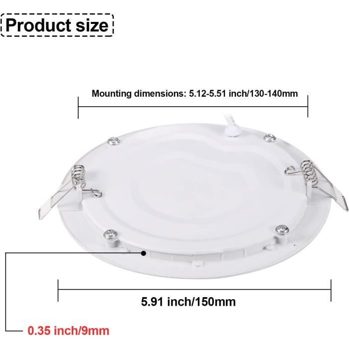 Spot Led Encastrable Rond 9W Panneau Spot Led Extra Plat Blanc Chaud ...