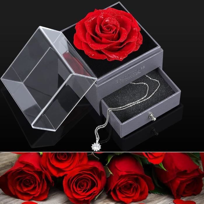 Taiyou Coffret Véritable Rose Éternelle Rouge Boîte À Bijoux Avec ...