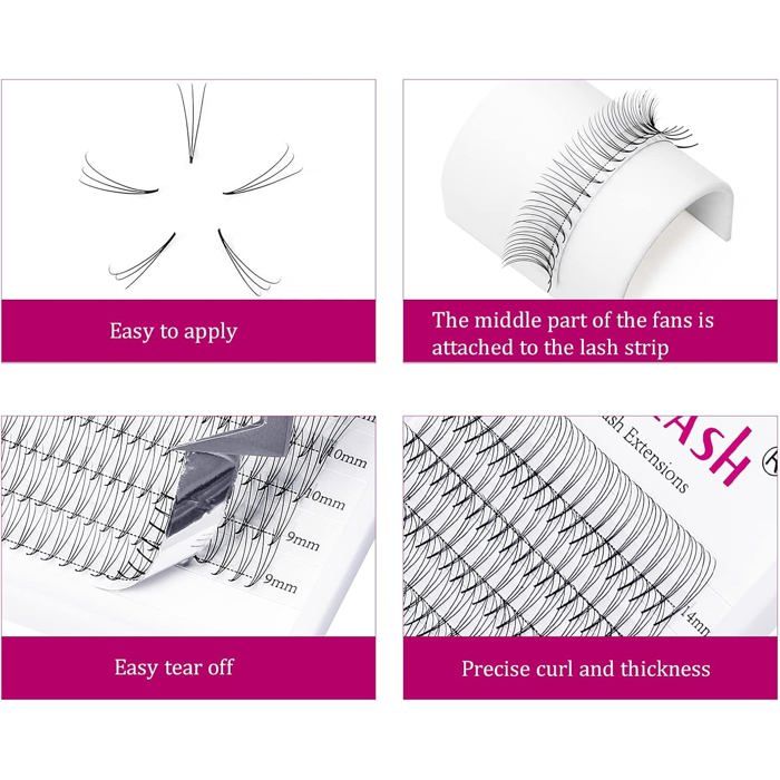 Cils russes de Volume 3D 0.07mm C Curl 10mm Extensions de Cils Volume ...