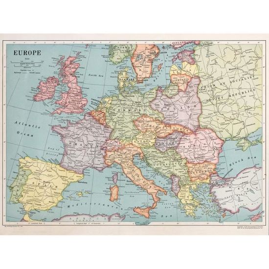 Map Whitneygraham 1930 Europe Political Extra Large Xl Wall Art Poster ...