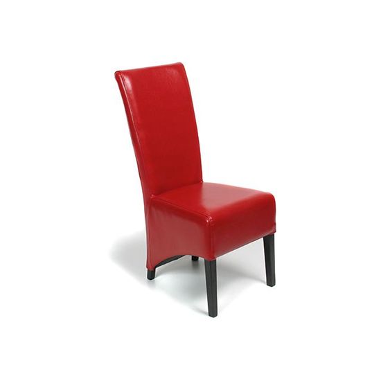 Lot de 2 Chaises Ethnique Cuir Bycast Rouge Lys - Cdiscount Maison