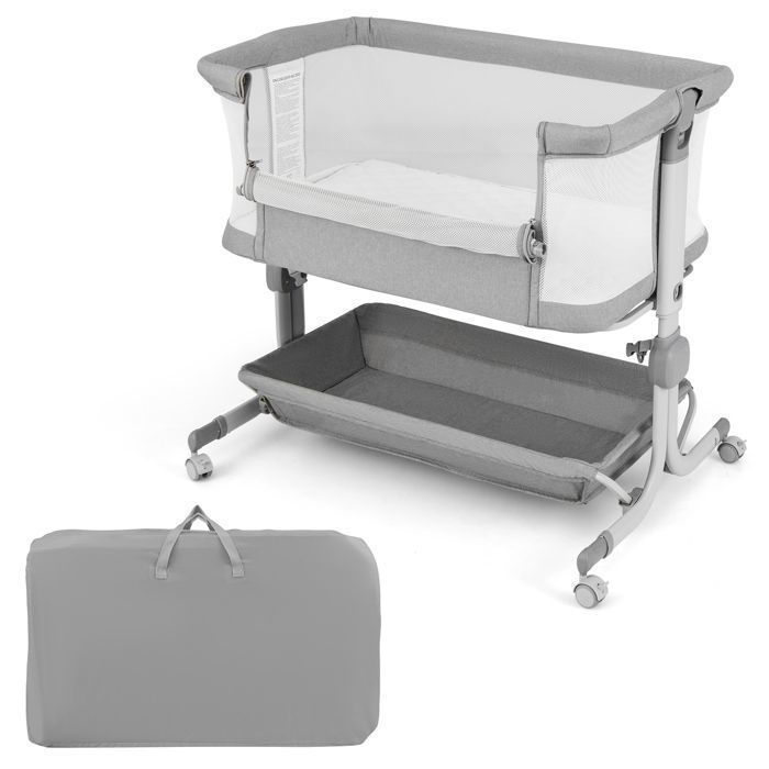 Lit Cododo Bébé Matelas 2,5cm COSTWAY-Dès Naissance-9kg-6 Hauteurs-4 ...