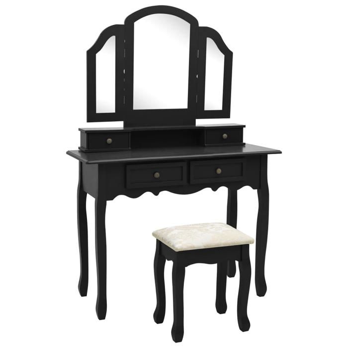 Moderne Ensemble de coiffeuse et tabouret - VIDAXL - Noir 100x40x146 cm ...