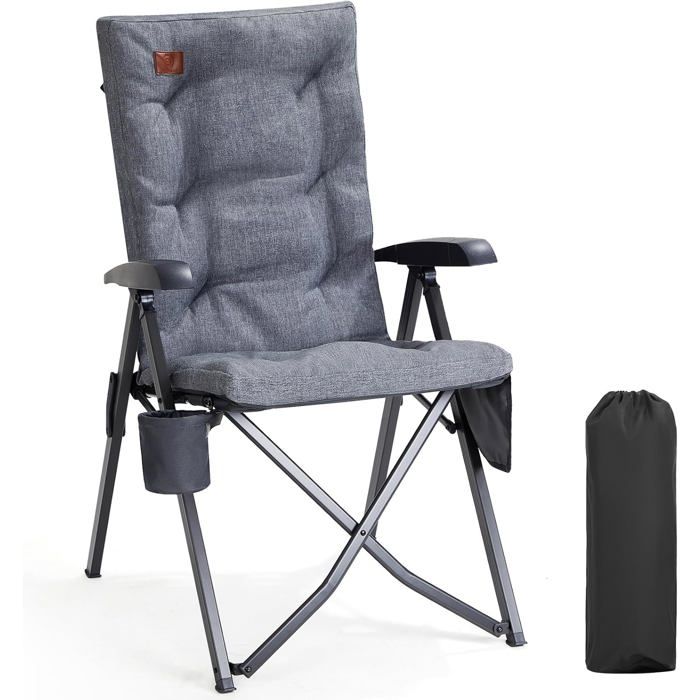 EVER ADVANCED Folding Camping Chair with 4-Position Adjustable Backrest ...