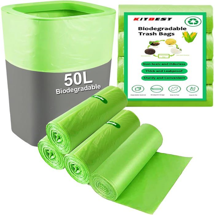 Sacs Poubelle Biodégradables 50Lx60 Sacs (60X80Cm),Sacs À Ordures De Cuisine,Compostables ...