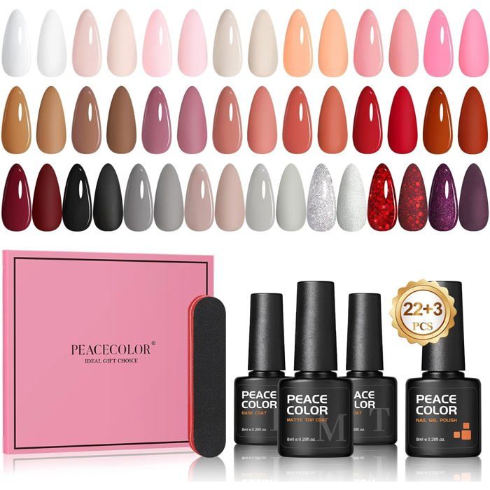 Vernis Semi Permanent, 25Pcs Vernis À Ongles Avec Base Coat Top Coat ...