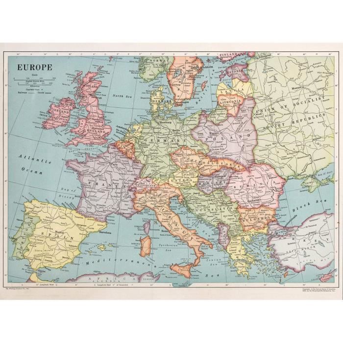 Map Whitneygraham 1930 Europe Political Extra Large Xl Wall Art Poster ...