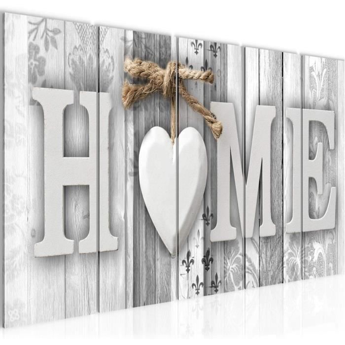 Tableau Mural Xxl Home Aspect Bois 200 X 80 Cm Noir Et Blanc 5 Parties ...